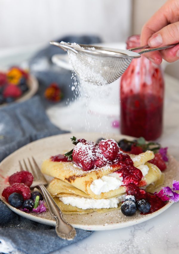 Coconut Milk Crepes with Raspberry Sauce recipe & ingredients. How to ...