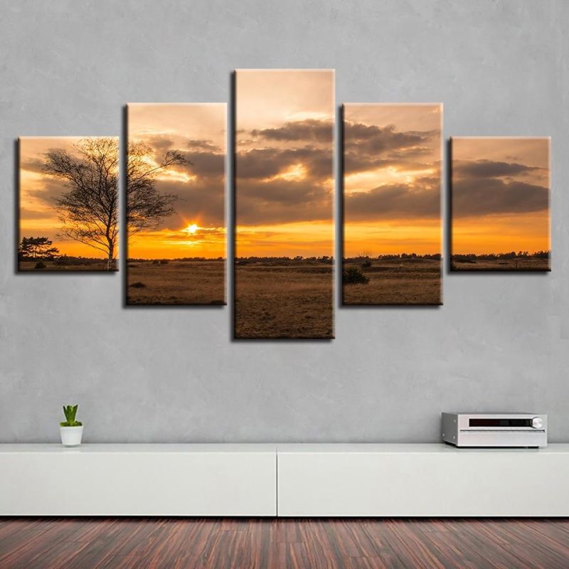 Tree Sunset 5 - Nature 5 Panel Canvas Art Wall Decor - Hot Sale 2026